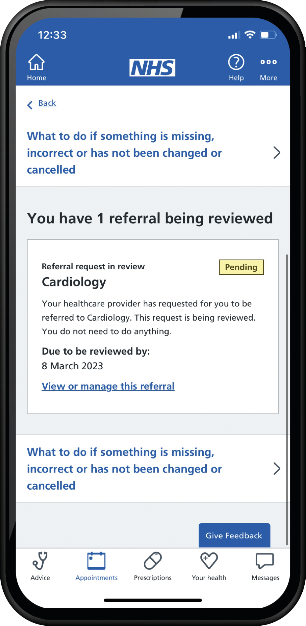 NHS App – How to track/manage a referral - Hanley Health Ltd
