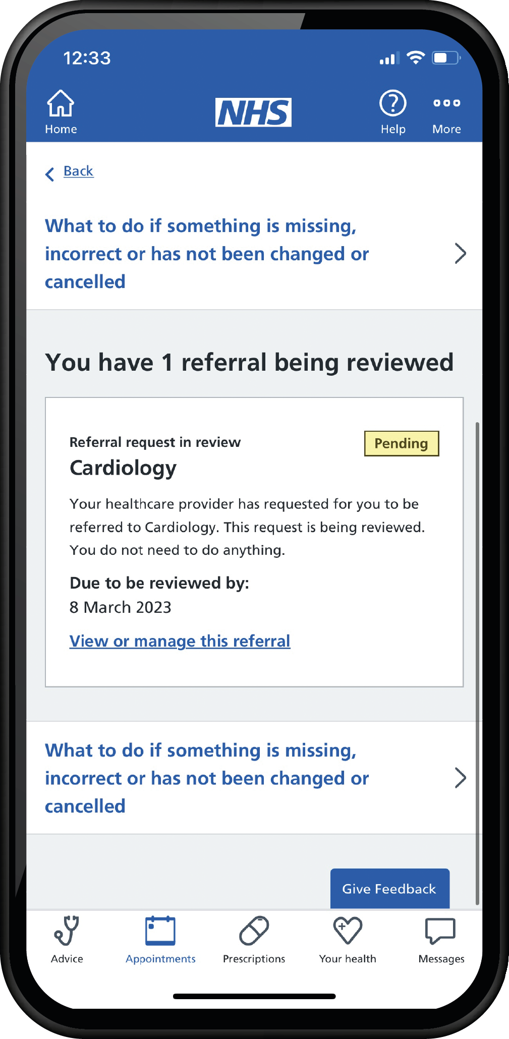 NHS App – How to track/manage a referral - Hanley Health Ltd