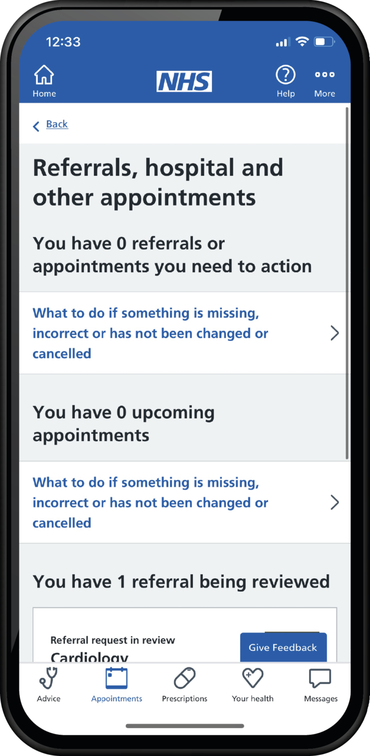 NHS App – How to track/manage a referral - Hanley Health Ltd